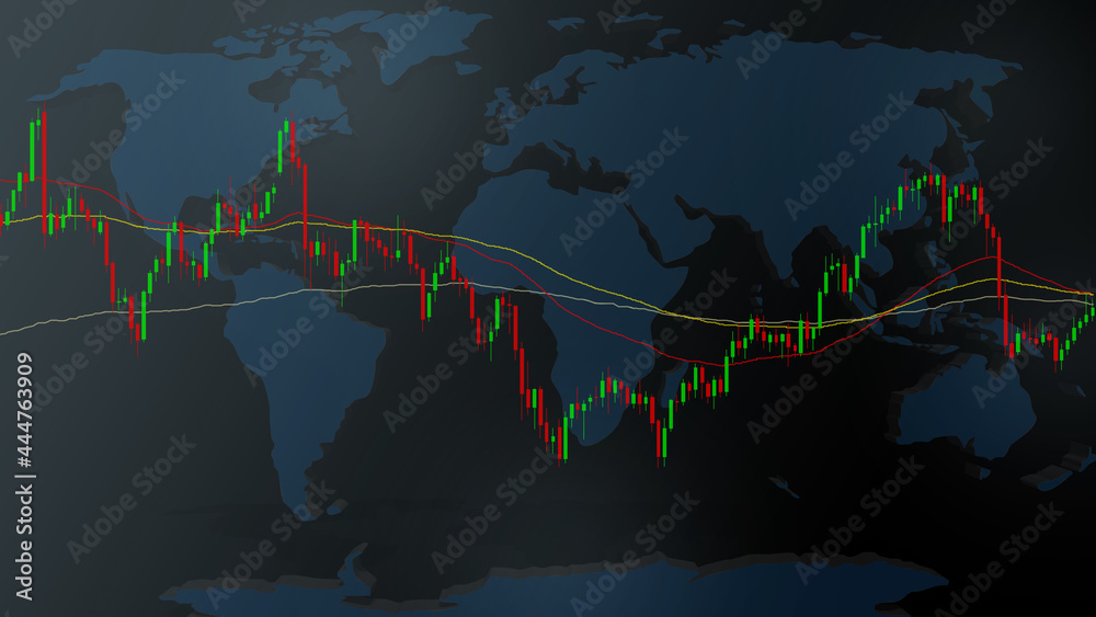 Illustrator candlestick and moving average line of stocks chart on ...