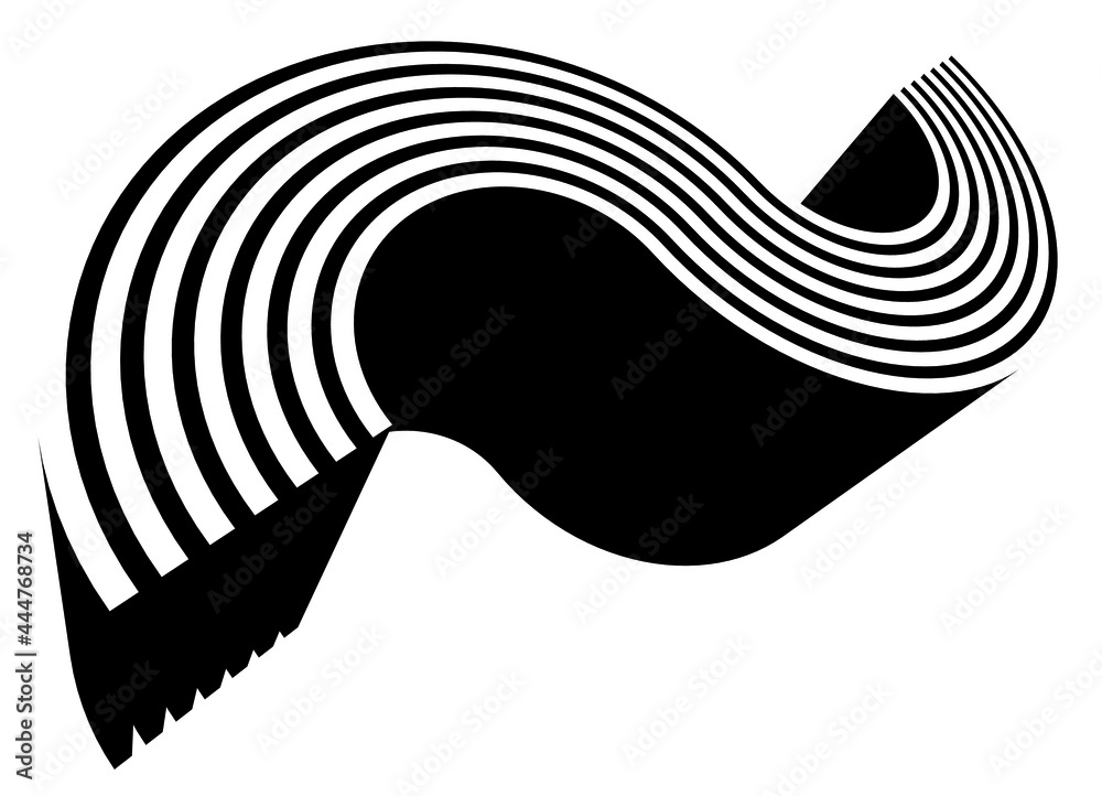 Abstract striped pattern of parallel curved lines in a retro style ...