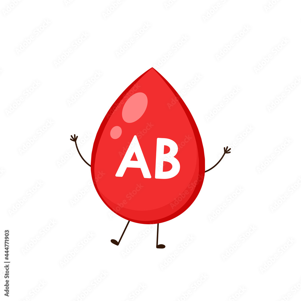 Blood group AB cartoon. Character blood types characters in different ...