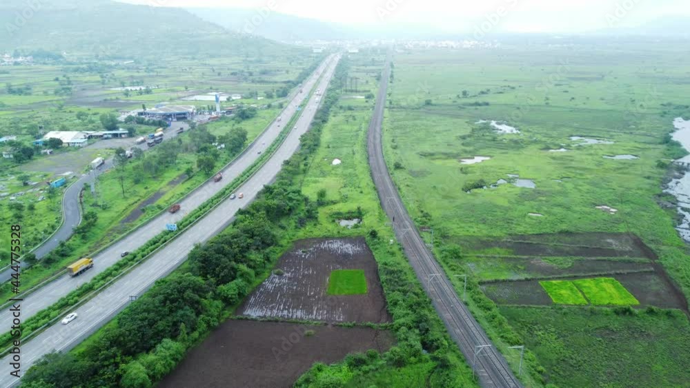 Pune, India - July 11 2021: Aerial footage of the Mumbai-Pune ...