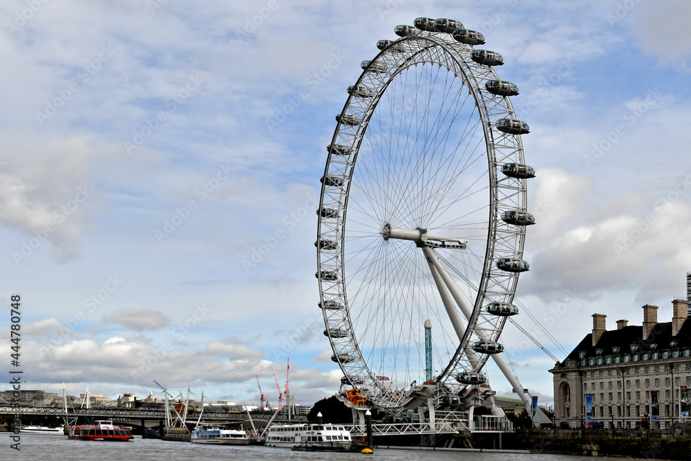 The London Eye, or the Millennium Wheel, is a cantilevered observation ...