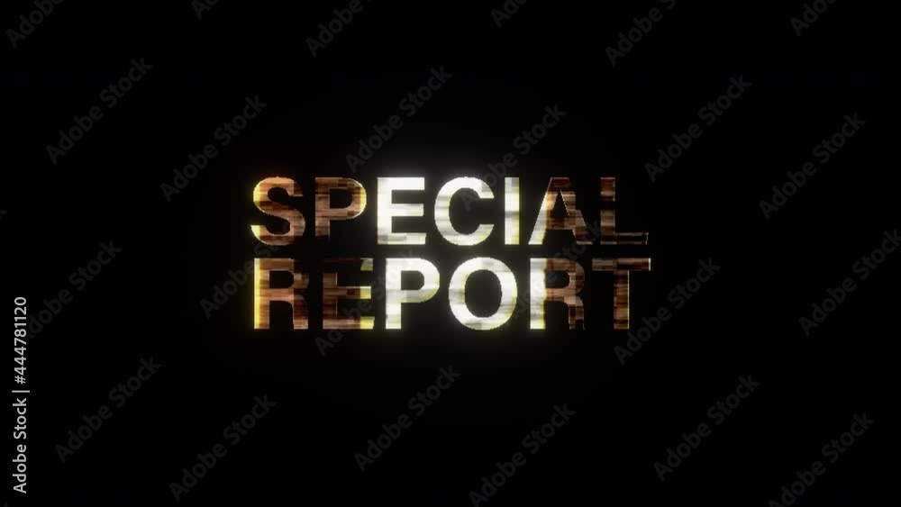 SPECIAL REPORT gold shine light text word with glitch text effect ...