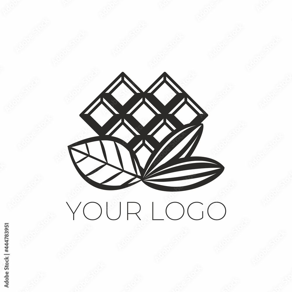 Delicious sweet logo with chocolate bar. Vector logo for chocolatier ...