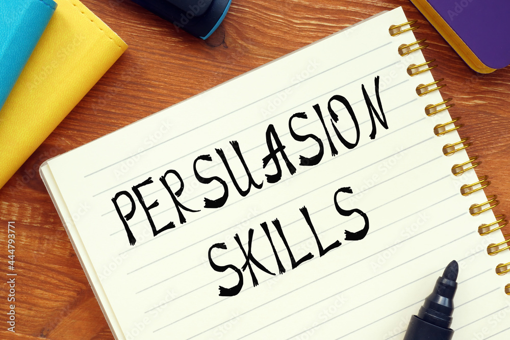 Business concept about PERSUASION SKILLS question marks with sign on ...