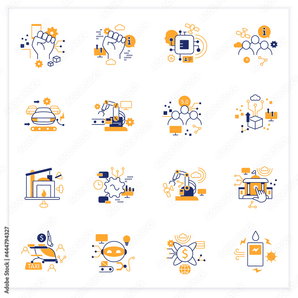 Digital transformation flat icons set. Modern technologies ...