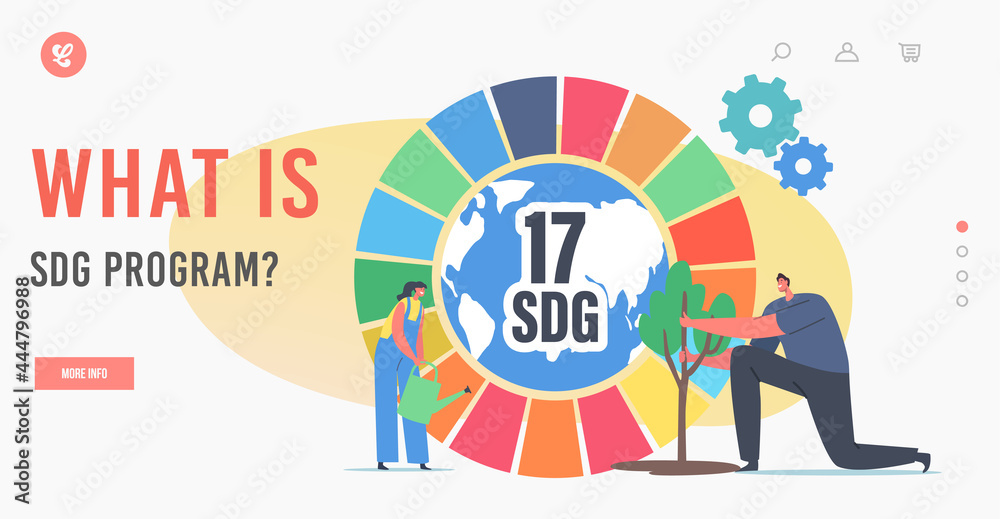 What is SDG Program Landing Page Template. Characters Watering Plant at ...