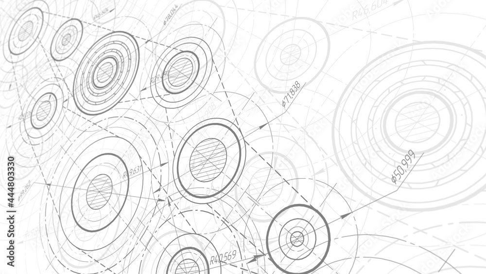 Technology background .Technical drawing of gears .Engineering concept ...