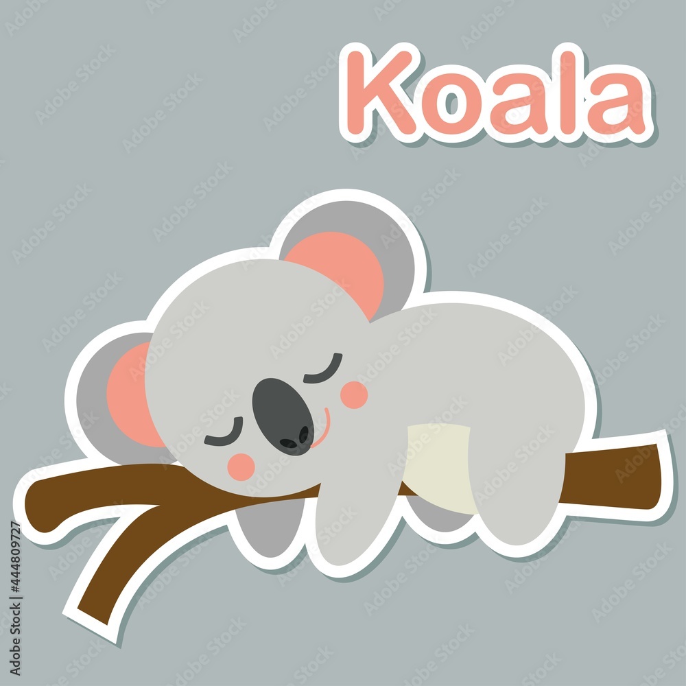Cute Koala vector illustration ready to print for kids learning animal ...