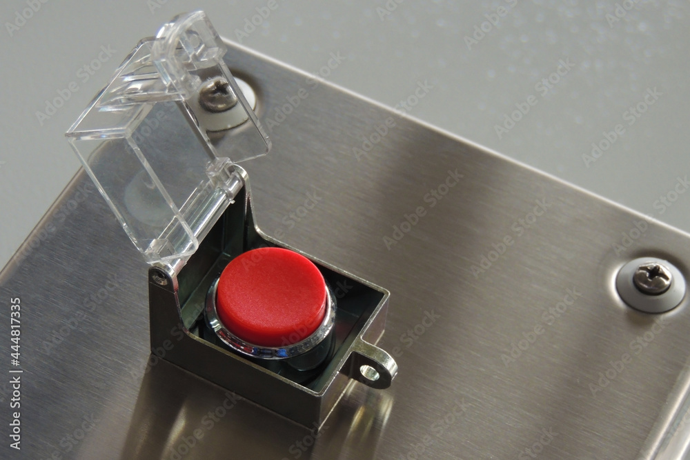 Clean, empty red button with a raised a safety cap Stock Photo | Adobe ...