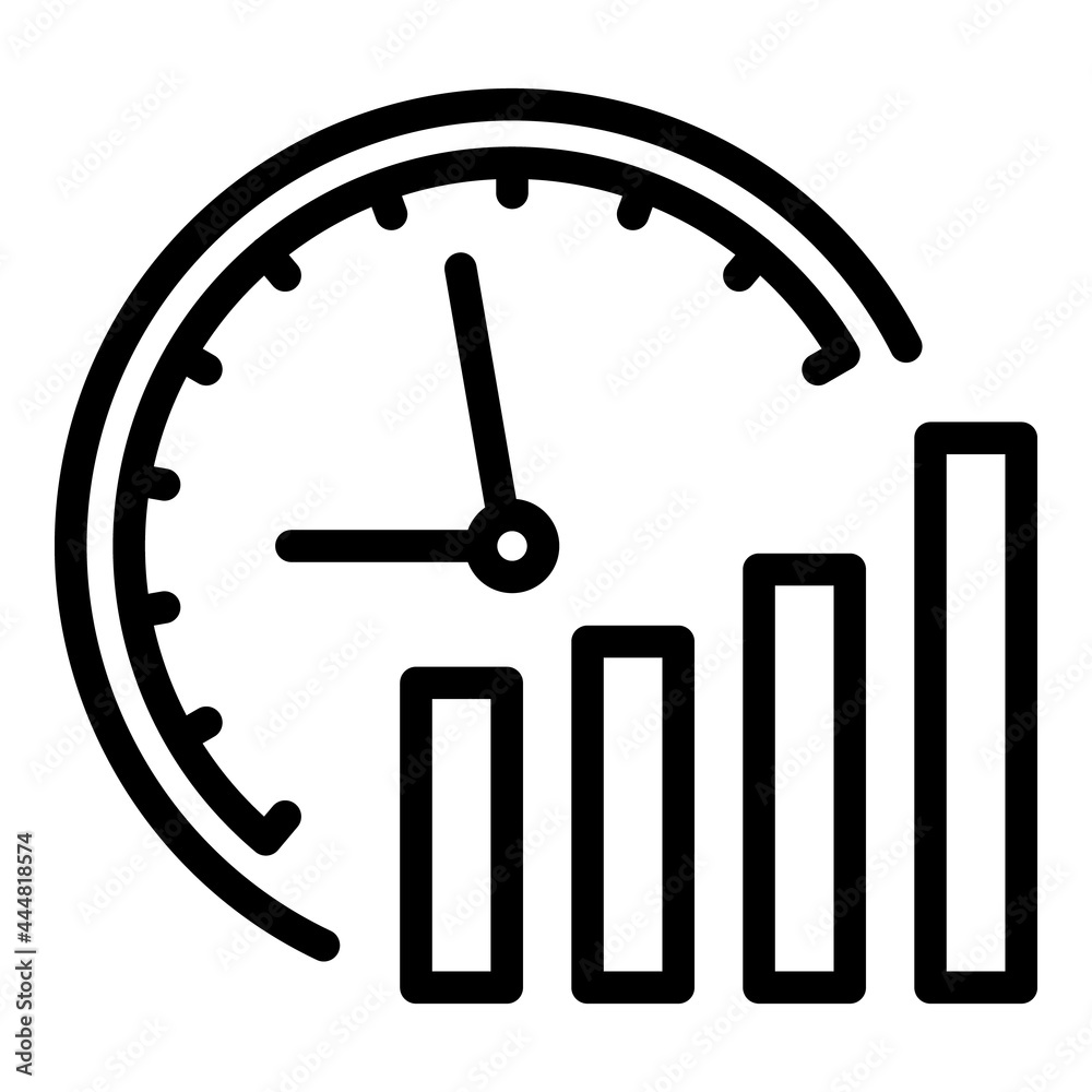 Time graph icon outline vector. Number chart bar. Data info circle ...