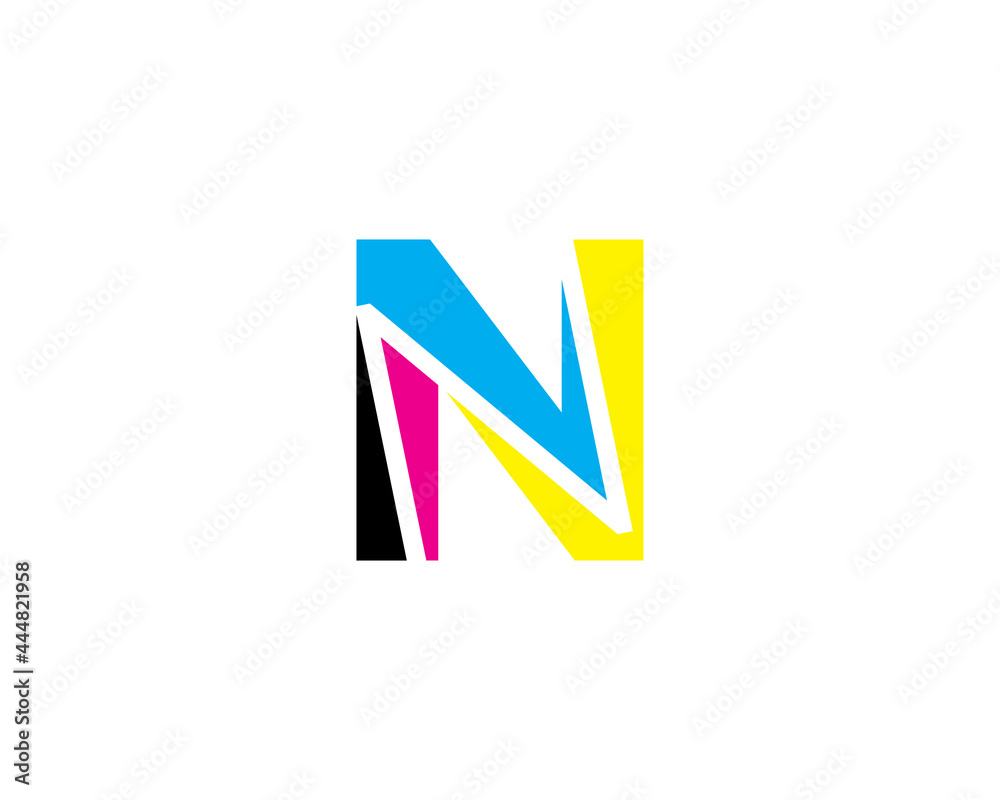 Letter N with CMYK Color Logo Vector 001 Stock Vector | Adobe Stock