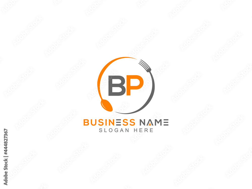 Letter BP Logo, restaurants bp logo icon with line style knife vector ...