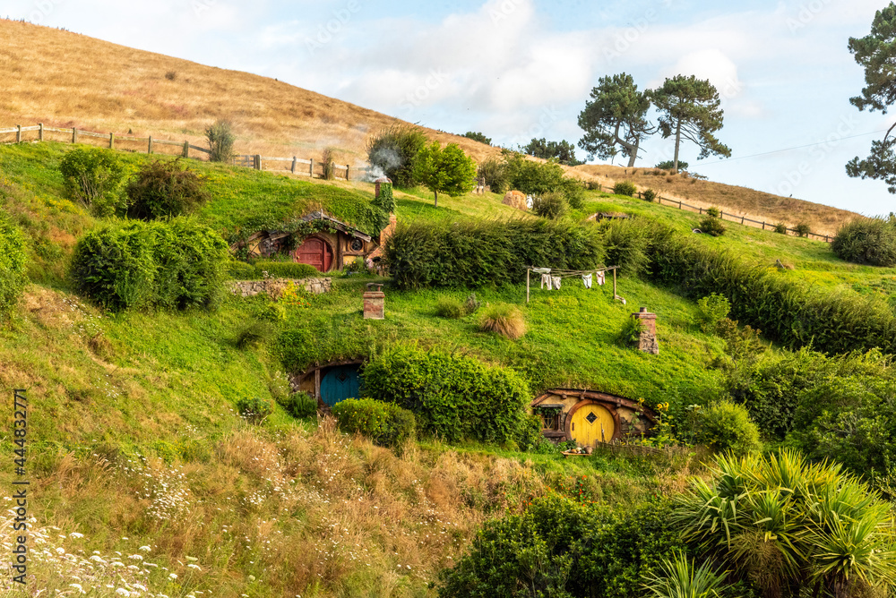 Famous Hobbiton movie set in Matamata from the movies The Hobbit and ...