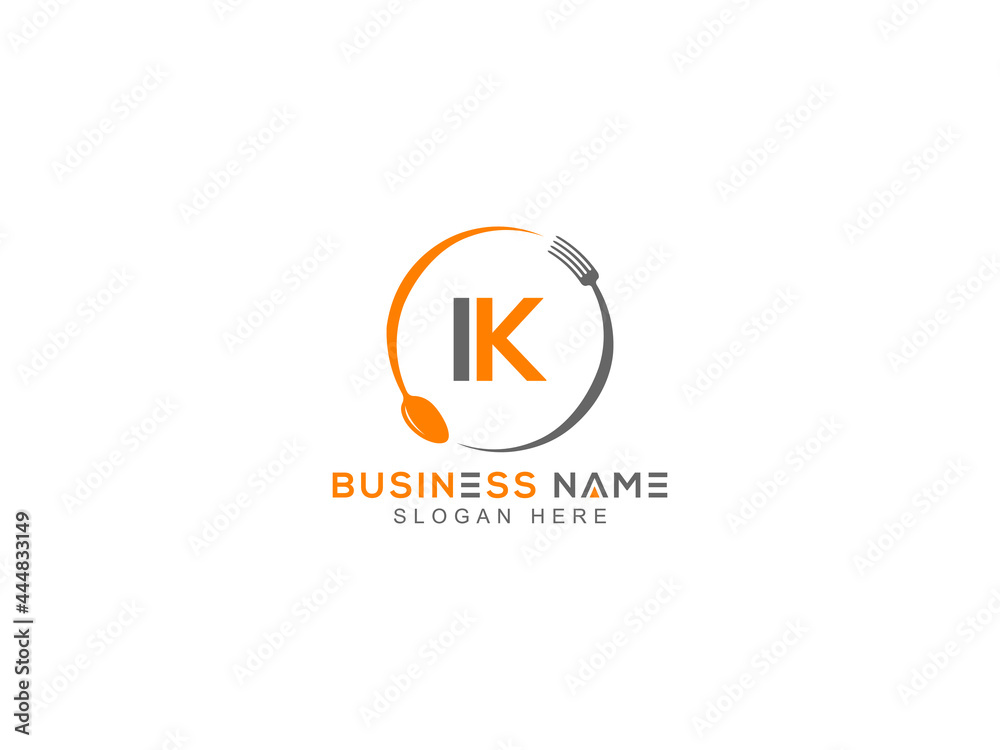 Letter IK Logo, restaurants ik logo icon with line style knife vector ...