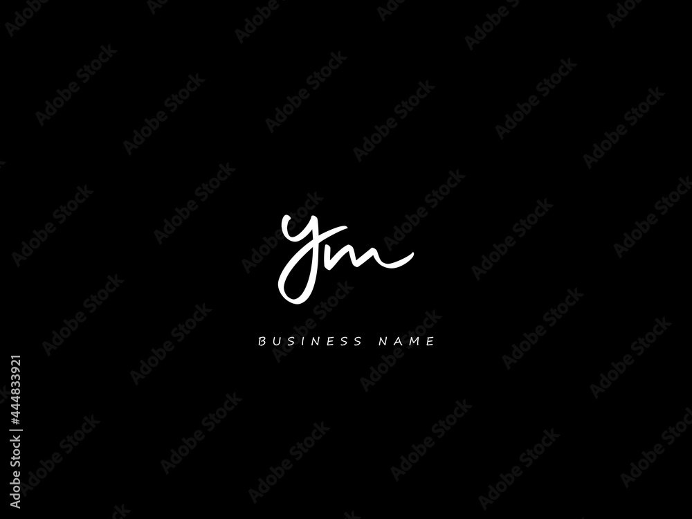 Vetor de Letter YM Logo, Black signature ym logo icon vector image for ...