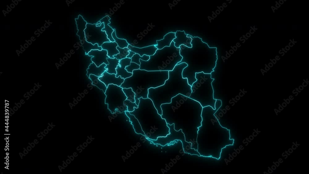 Animated Outline Map of Iran with Provinces Stock ビデオ | Adobe Stock