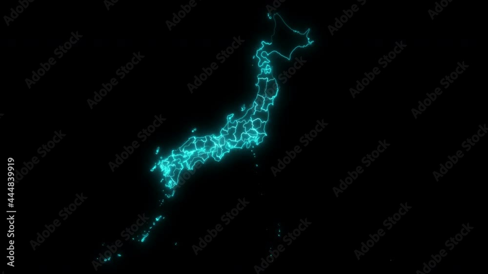 Animated Outline Map of Japan with Provinces Stock ビデオ | Adobe Stock