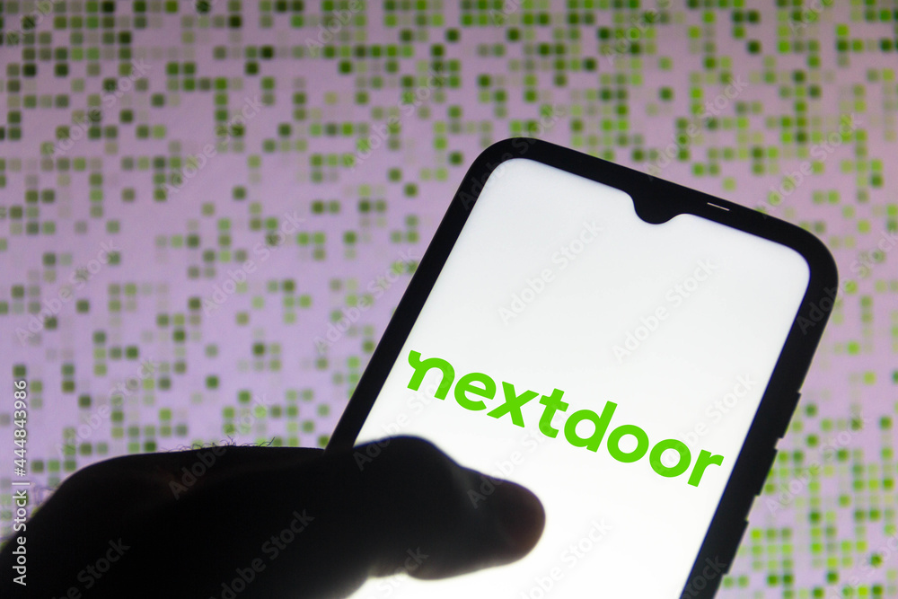 July 12, 2021, Brazil. In this photo illustration the Nextdoor logo ...
