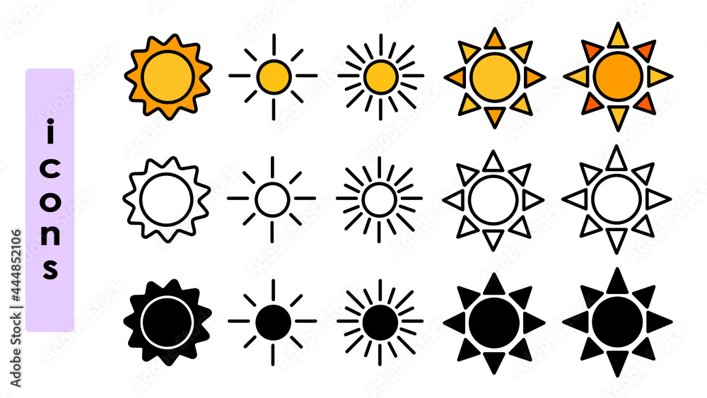 paquete de recurso grafico de iconos de soles diferentes formas y ...