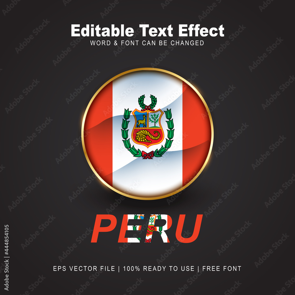 Peru text effect style - Editable text effect vector illustration. Peru ...