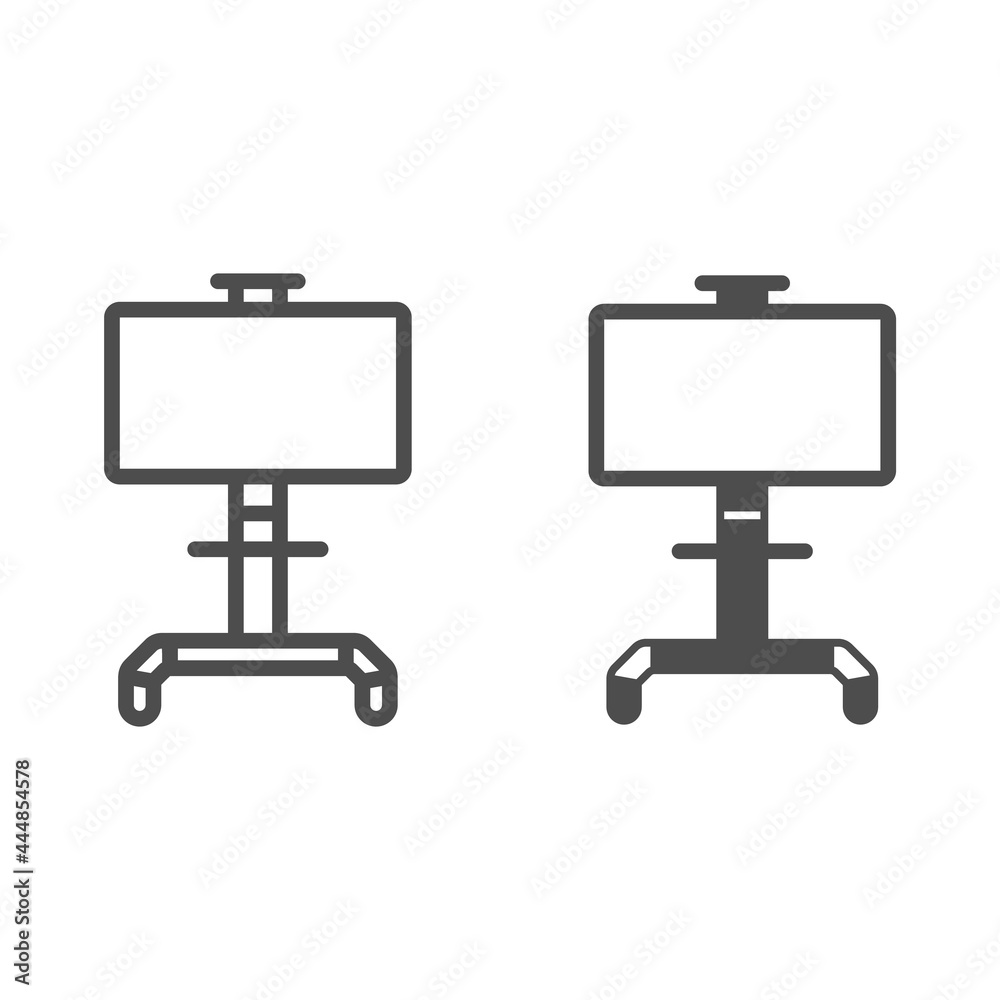 LCD TV with stand line and solid icon, monitors and TV concept, LSD tv ...