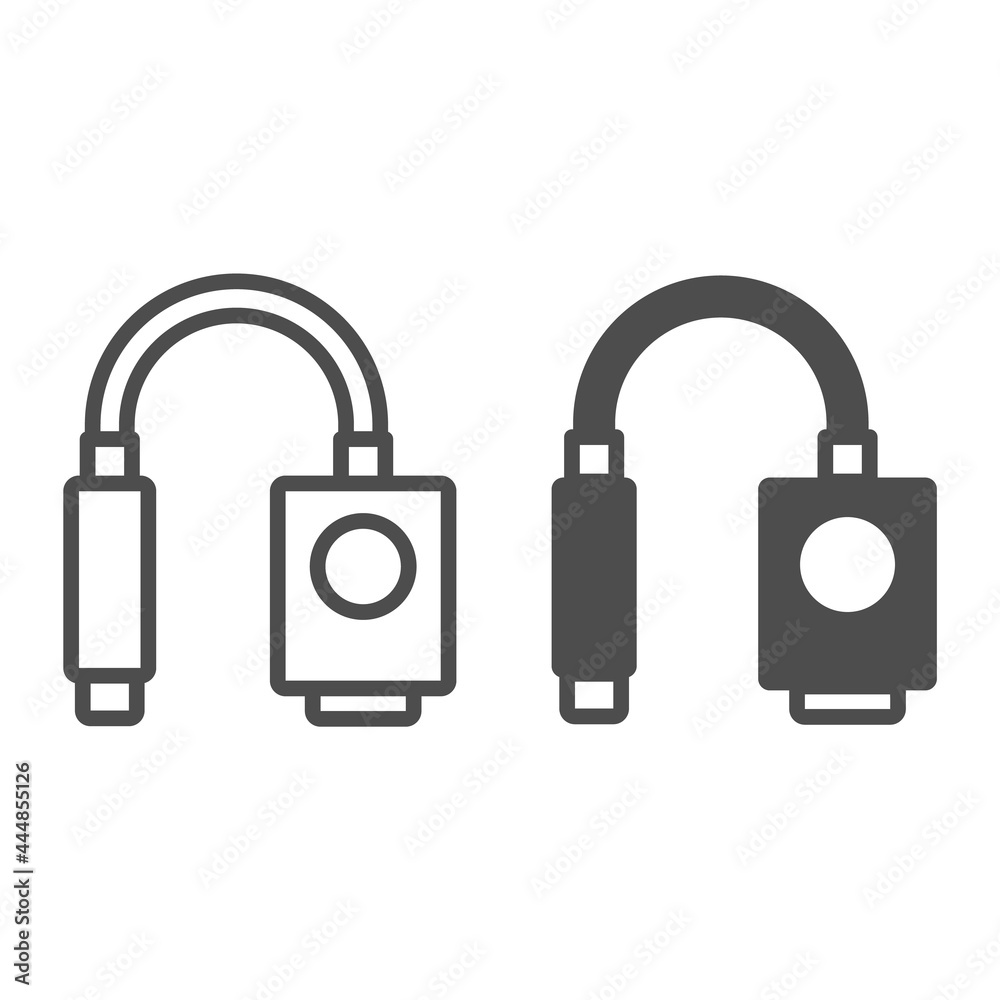 VGA HDMI adapter line and solid icon, TV accessories concept, VGA HDMI ...