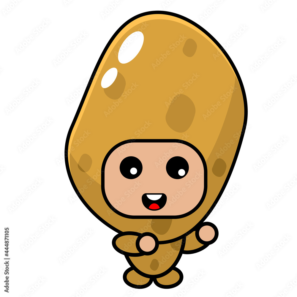 cartoon vector cute potato mascot costume character doing dubbing style ...