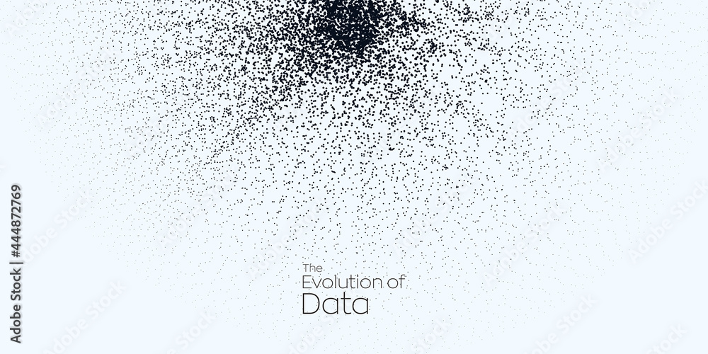 Evolution of data. Vector explosion motion dots background. Small ...