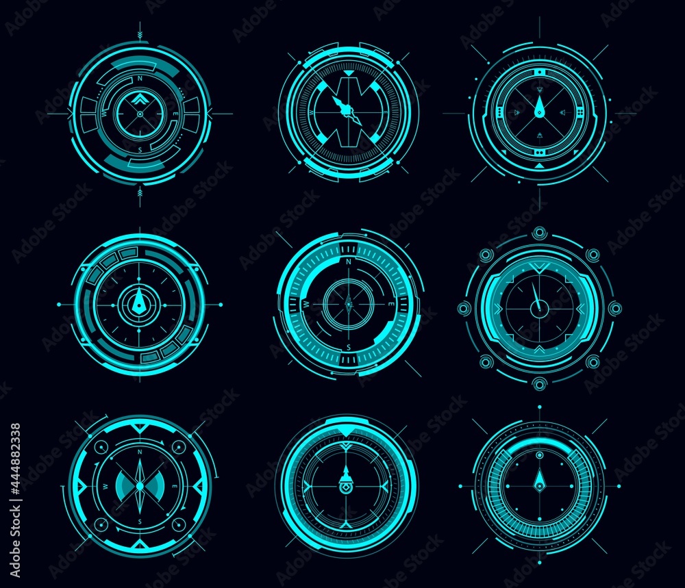 HUD compass or aim control panel vector futuristic user interface of ...