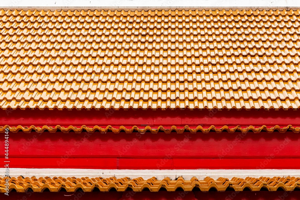 Clay tile roof at Thai temple pattern and background seamless Stock ...