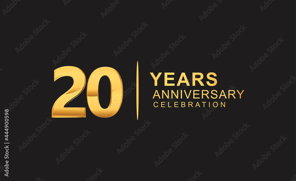 20th years anniversary celebration design with golden color isolated on ...