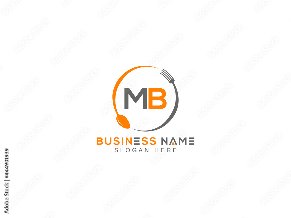 Letter MB Logo, restaurants mb logo icon with line style knife vector ...