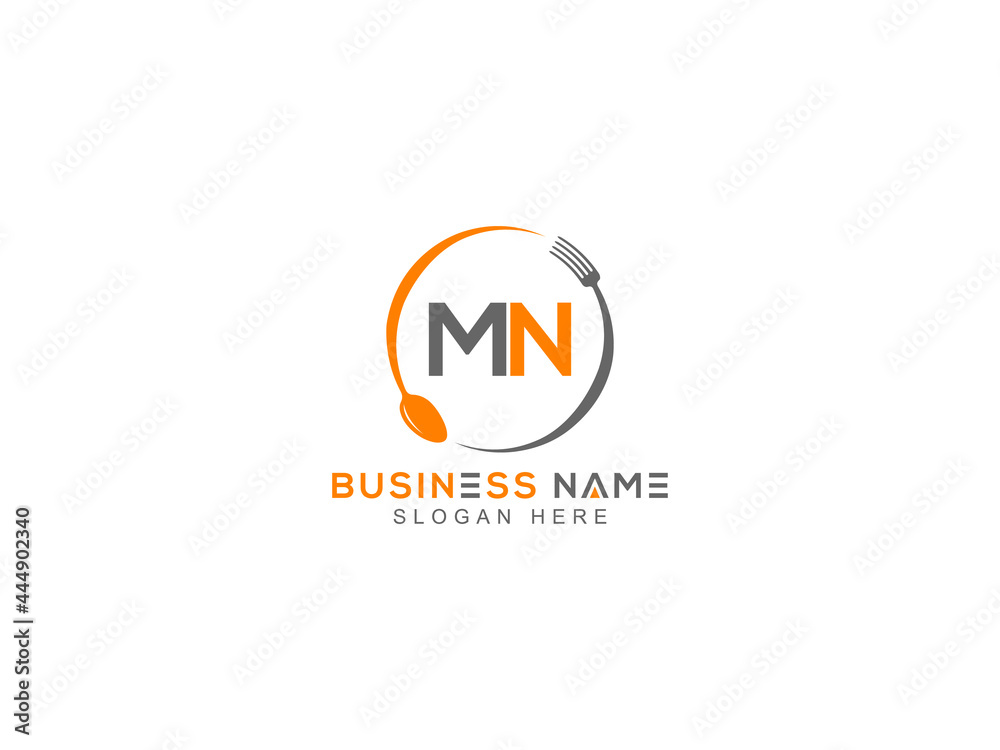 Letter MN Logo, restaurants mn logo icon with line style knife vector ...