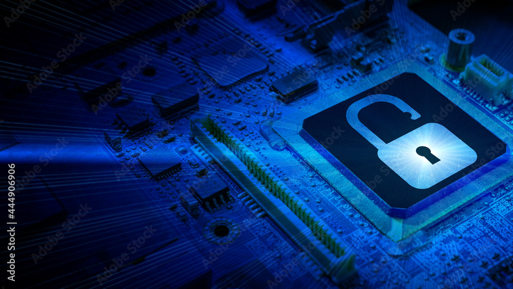 Privacy secure. Network security technology with computer processor ...