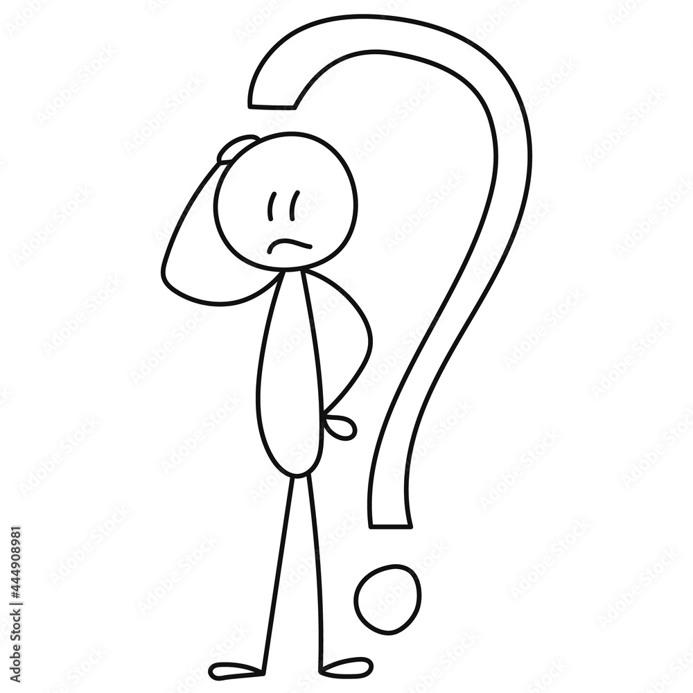 stick figure man and question mark, isolated, vector Stock Vector ...