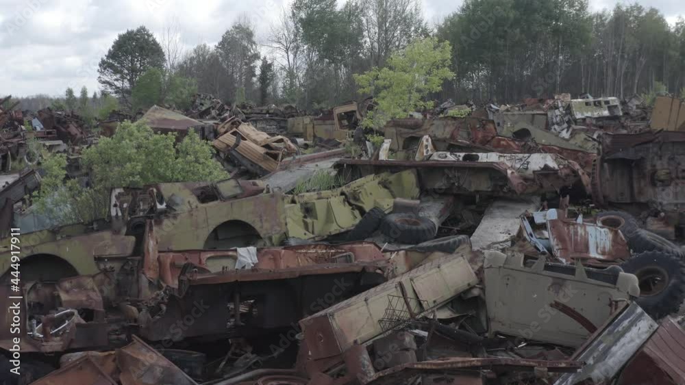 Aerial video. A cemetery for radioactive equipment after the accident ...