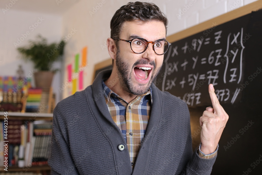 Photo & Art Print Angry math teacher showing middle finger, ajr_images