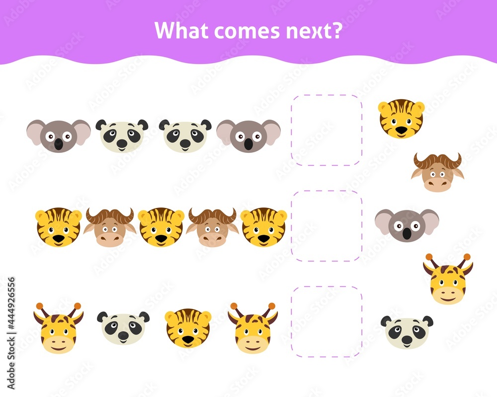 What comes next. Printable worksheet for kindergarten and preschool ...