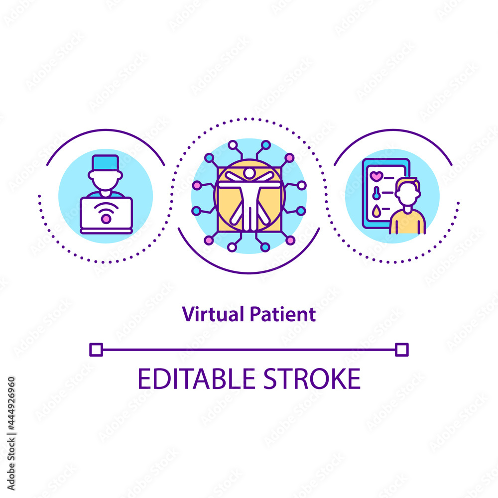 Virtual patient concept icon. Personalized models for patients. Smart ...