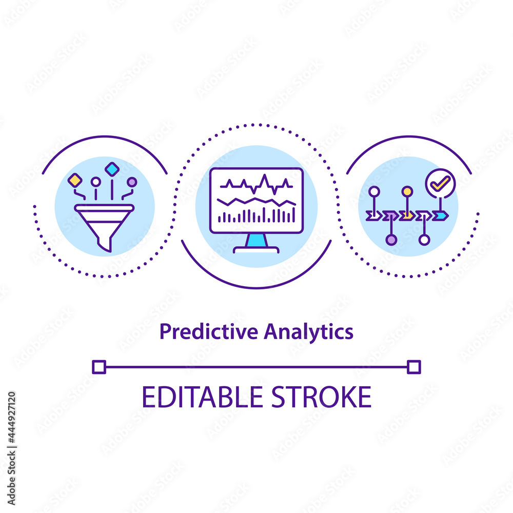 Predictive analytics concept icon. Data mining techniques. Machine ...