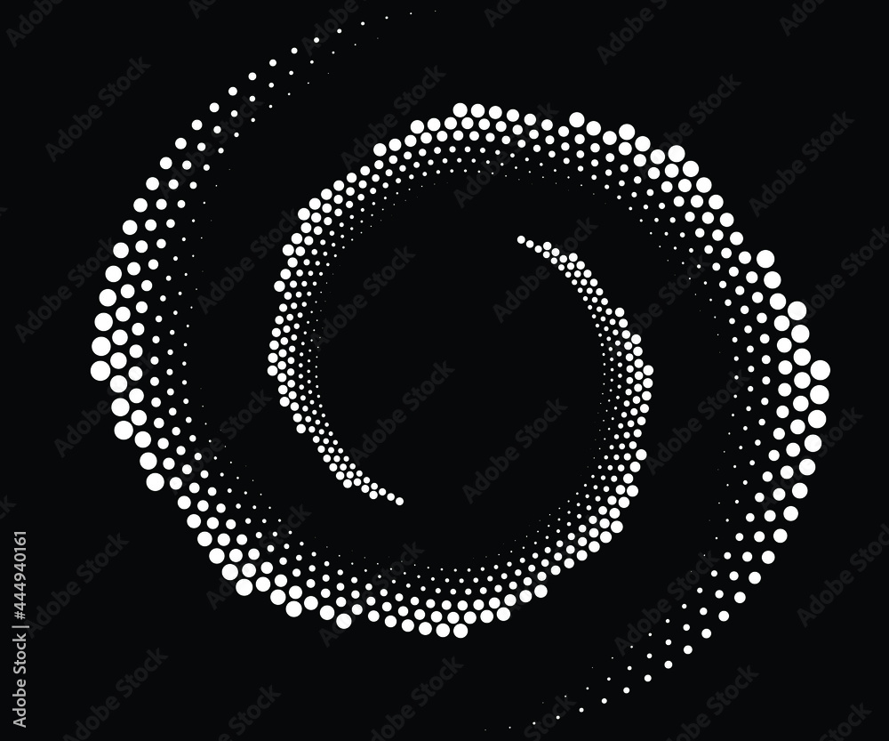 White halftone dots in vortex form. Geometric art. Trendy design ...