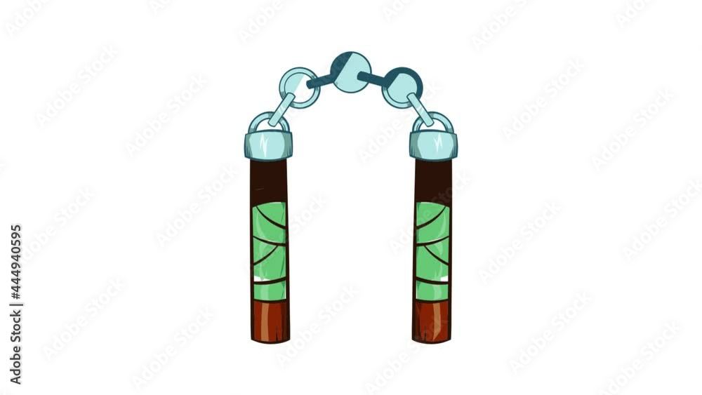 Ninja nunchaku weapon icon animation cartoon best object isolated on ...