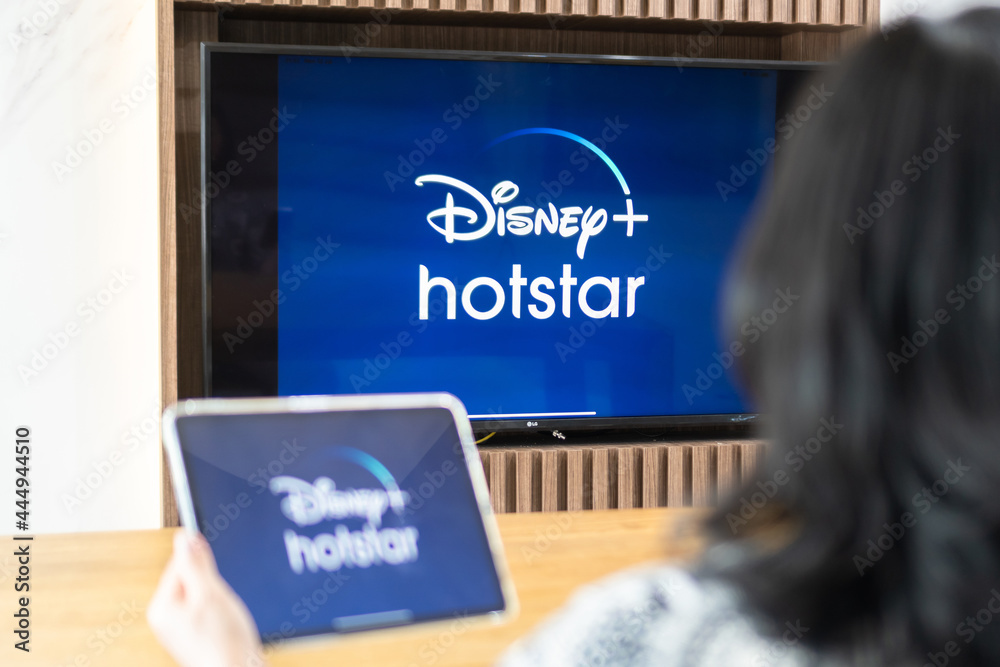 Bangkok, Thailand - July 13, 2021: Disney+ Hotstar movie app logo on ...