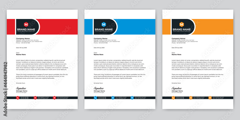 Professional Abstract corporate Letterhead template Design for ...
