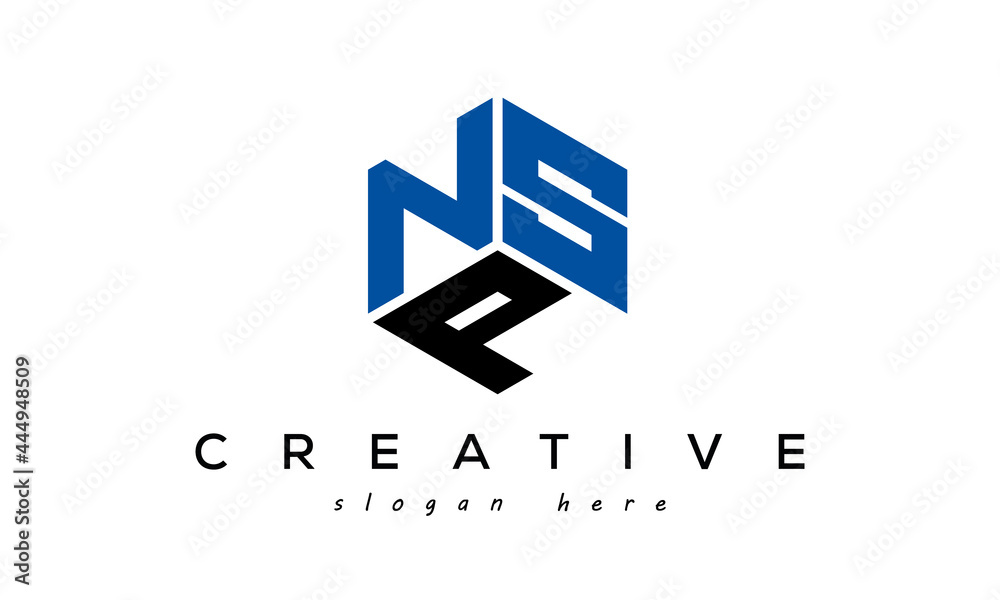 NSP three letters creative logo with hexagon Stock Vector | Adobe Stock