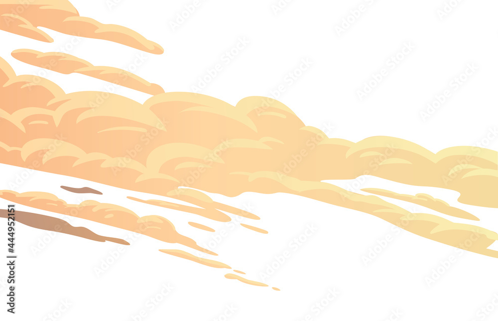 Clouds, cartoon vector background. Yellow cirrus clouds on white ...