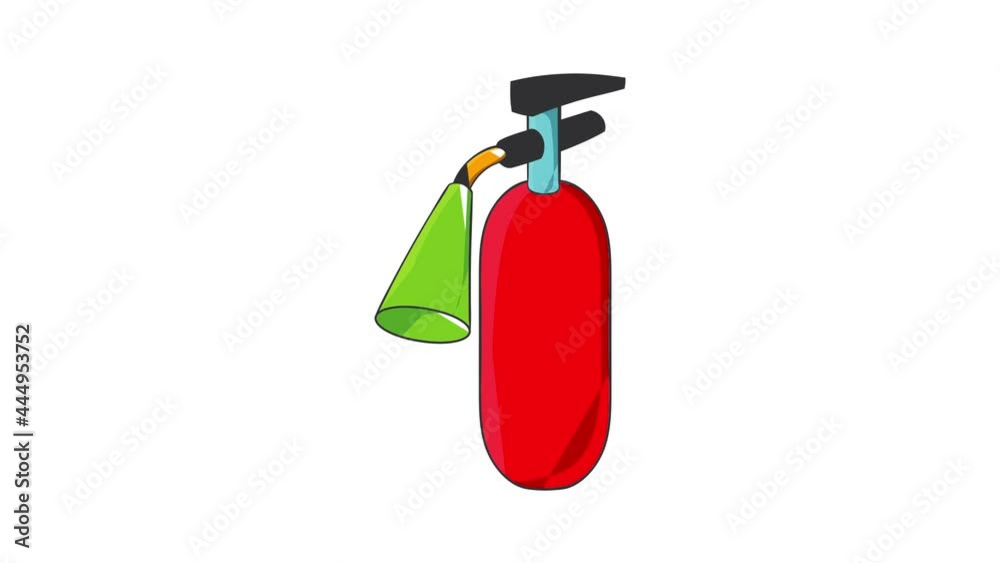 Fire extinguisher icon animation cartoon best object isolated on white ...