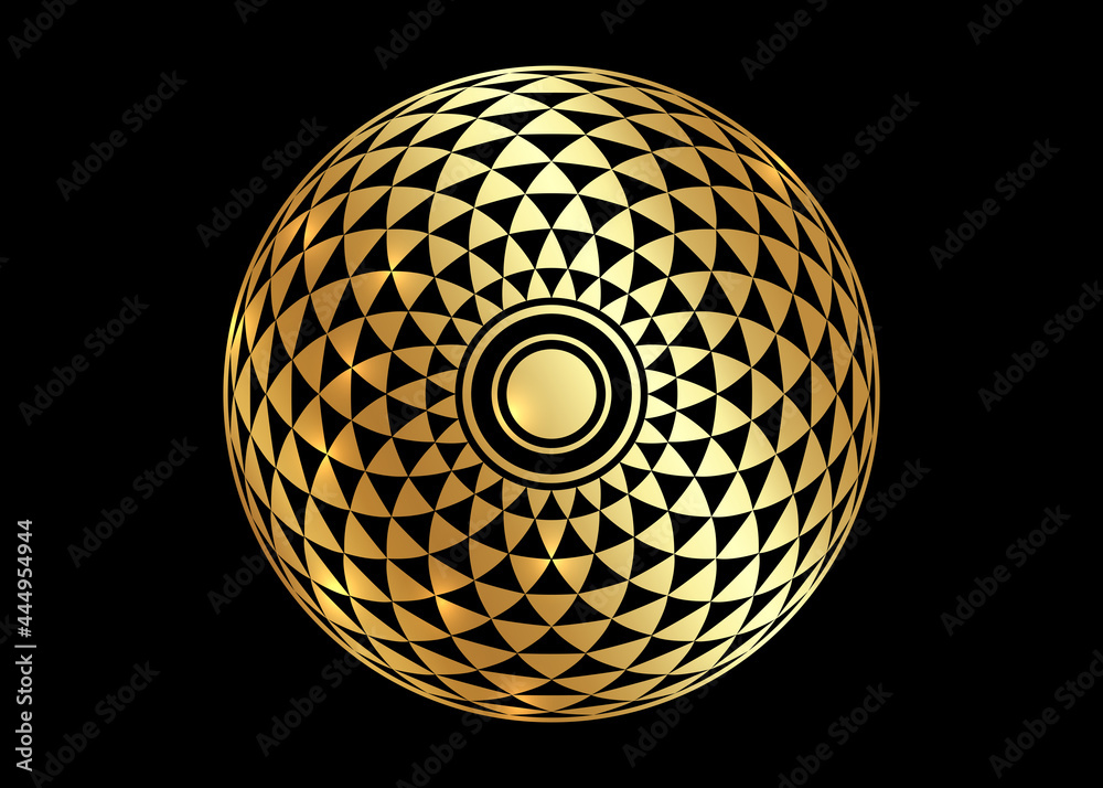 Torus Yantra, Gold Hypnotic Eye sacred geometry basic element. Golden ...
