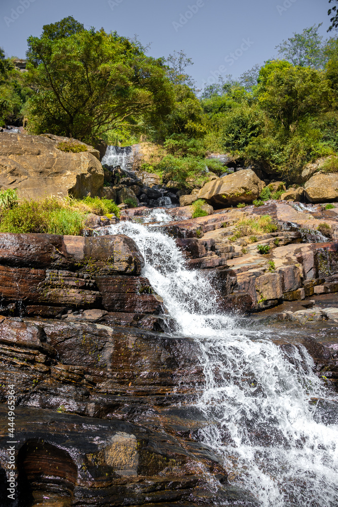 Beautiful waterfalls in Ramboda, a Stream of water flowing through the ...