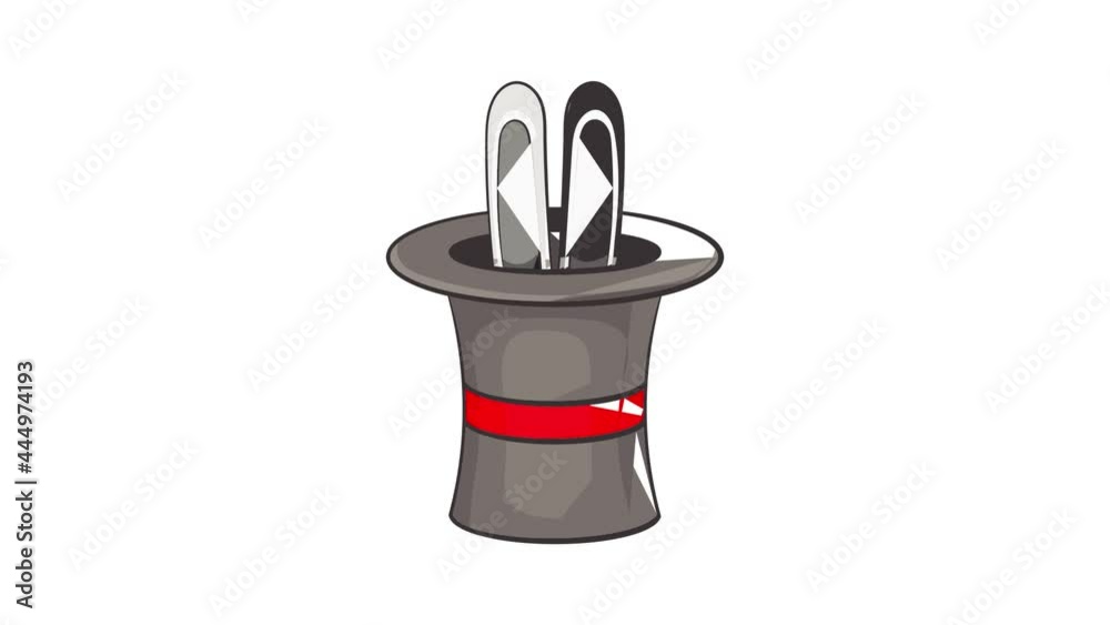 Rabbit ears appearing from a top magic hat icon animation cartoon best ...